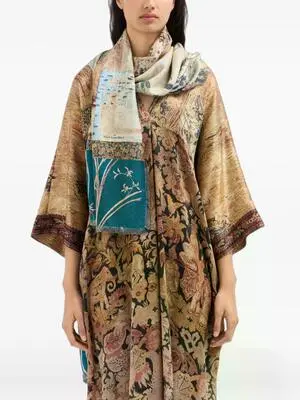 PIERRE-LOUIS MASCIA Fancy Botanical-print Frayed Scarf - Blue