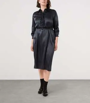 Marina Rinaldi Silk Pinstripe Midi Dress