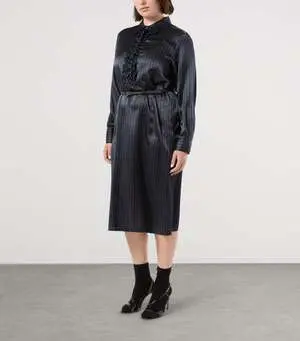 Marina Rinaldi Silk Pinstripe Midi Dress