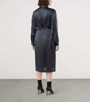 Marina Rinaldi Silk Pinstripe Midi Dress