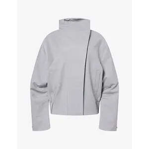 SIR. Belle Funnel-neck Wool-blend Bomber Jacket - Grey Marle