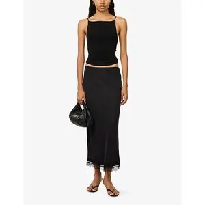 ST. AGNI Twist-back Square-neck Knit Top