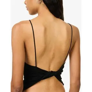 ST. AGNI Twist-back Square-neck Knit Top