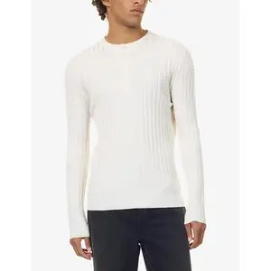Amiri Script-logo Henley Wool-blend Top