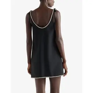 Prada Crystal-embellished Scoop-neck Woven Mini Dress