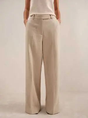 REISS Linen-blend Wide-leg Trousers