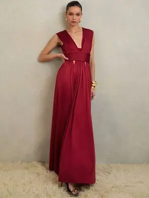 REISS Atelier Cut Out Pleated Maxi Dress