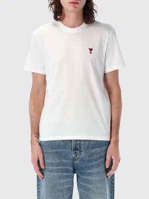 AMI Paris Organic Cotton Crewneck T-shirt With De Coeur Embroidery - White