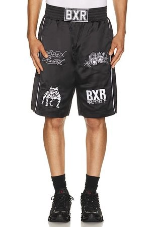 BORN X RAISED Satin Boxing Trunks - Black
