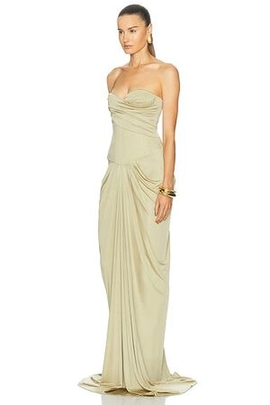 ILKYAZ OZEL The New Arrivals Strapless Corset Maxi Dress
