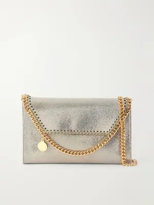 Stella McCartney Falabella Mini Metallic Vegetarian Material Shoulder Bag - Silver