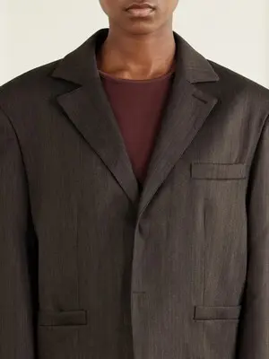 Tibi Wool-blend Herringbone Cropped Blazer