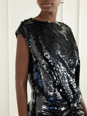 Simone Rocha Bow-detail Sequin-embellished Mesh Blouse