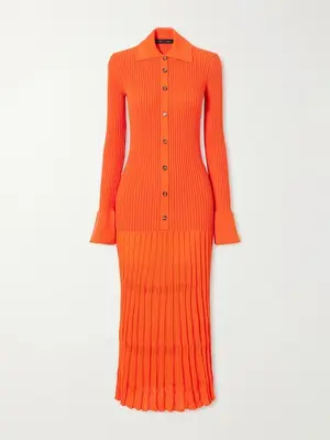 Proenza Schouler Rosario Ribbed Stretch Wool-blend Maxi Dress - Red