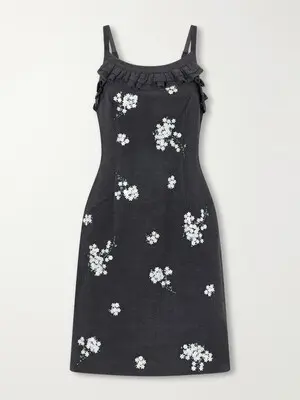 SHUSHU/TONG Sequin-embellished Ruffled Wool-blend Midi Dress