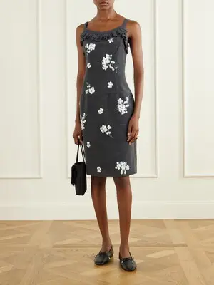 SHUSHU/TONG Sequin-embellished Ruffled Wool-blend Midi Dress