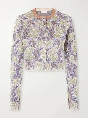 Rabanne Cropped Jacquard Cardigan - Multi