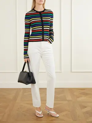 Dolce & Gabbana Ribbed Striped Silk Cardigan