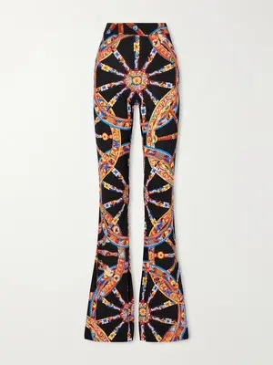 Dolce & Gabbana Organza Carretto Printed Flared Crepe Pants - Multi