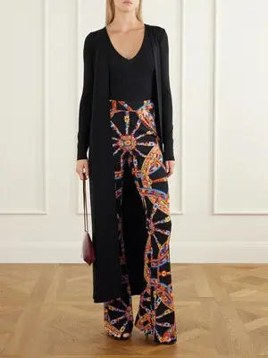 Dolce & Gabbana Organza Carretto Printed Flared Crepe Pants