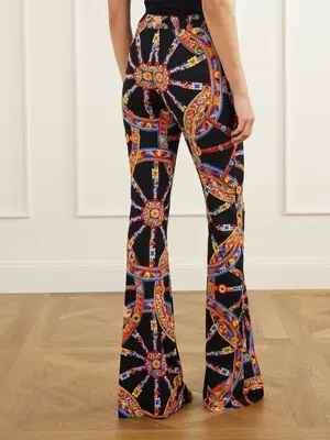 Dolce & Gabbana Organza Carretto Printed Flared Crepe Pants