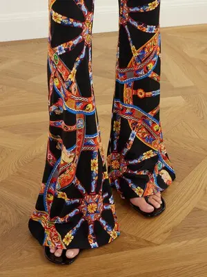 Dolce & Gabbana Organza Carretto Printed Flared Crepe Pants
