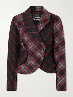 VIVIENNE WESTWOOD Stormy Checked Asymmetric Wool-blend Blazer