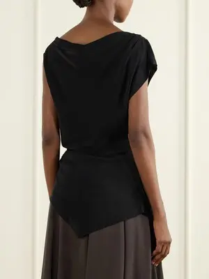 Veronica Beard Yvonne Asymmetric Gathered Crepe De Chine Blouse