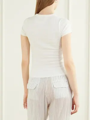 Faithfull The Brand Lisandra Scalloped Stretch Cotton-blend T-shirt