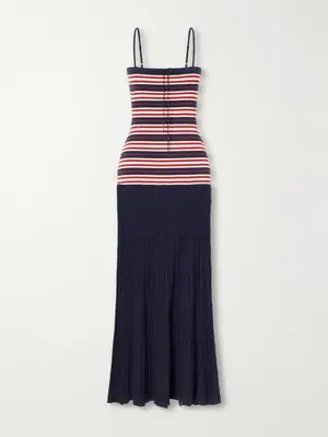 Faithfull The Brand Doris Bow-detailed Striped Cotton-blend Maxi Dress