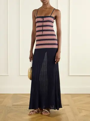 Faithfull The Brand Doris Bow-detailed Striped Cotton-blend Maxi Dress