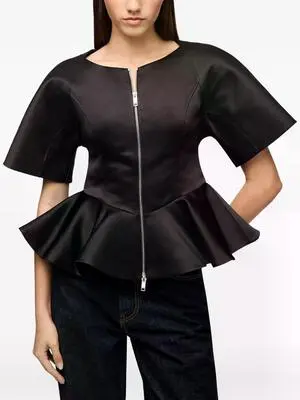 GANNI Satin Peplum Blouse
