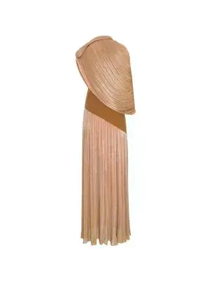V:PM ATELIER Dusty Pleated Cape-effect Maxi Dress