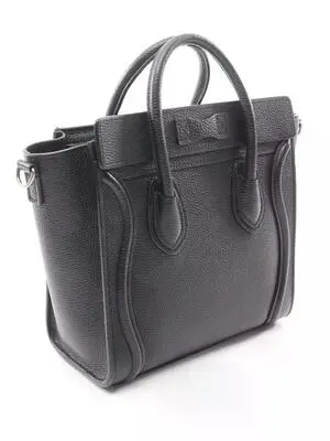 Celine Nano Drummed Calfskin Luggage Tote Bag - Black