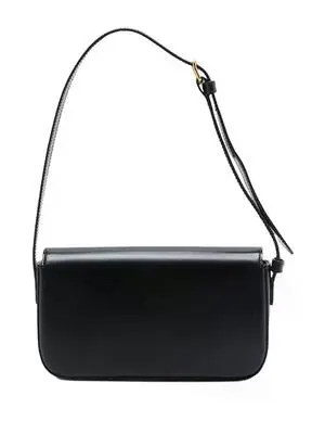 Celine Shiny Calfskin Triomphe Claude Shoulder Bag - Black
