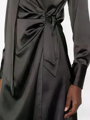 Imperial Satin-finish Wrap Midi Dress - Grey