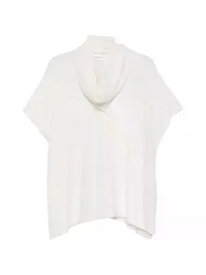 LISA YANG Jordana Cowl-neck Short-sleeve Sweater - Neutrals