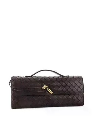 Bottega Veneta Intrecciato Nappa Long Clutch Bag With Top Handle - Brown