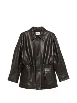 ARMA Drawstring-fastening Leather Coat - Brown
