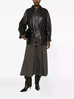 ARMA Drawstring-fastening Leather Coat - Brown