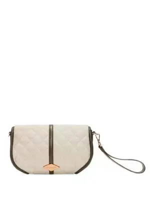 Mz Wallace Small Astor Quilted Linen Clutch Bag