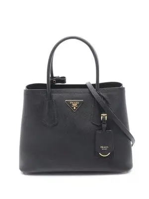 Prada 2013-2026 Small Saffiano Cuir Double Satchel - Black