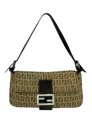 Fendi 2000-2010 Zucchino Canvas Baguette Shoulder Bag - Brown