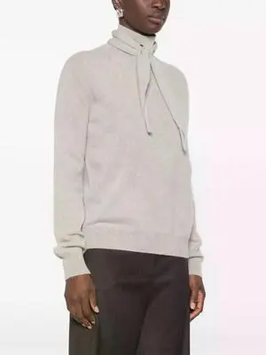 VANISE Tie-neck Cashmere Sweater - Neutrals
