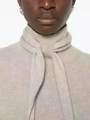 VANISE Tie-neck Cashmere Sweater - Neutrals