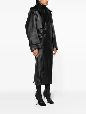 Balenciaga Belted Leather Trench Coat