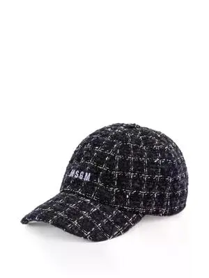 MSGM Tweed-effect Logo-embroidered Baseball Cap