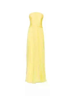 Zuhair Murad Strapless Draped Silk-chiffon Gown - Yellow