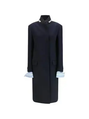 Prada Single-breasted Embroidered Double Wool Coat