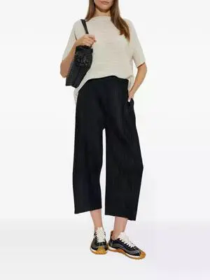 Issey Miyake Pleated Boat-neck Blouse - Neutrals